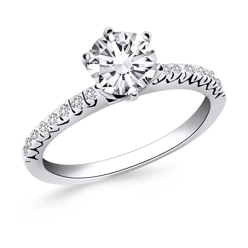 Engagement Ring with Fishtail Diamond Accents - 14k White Gold – Best ...